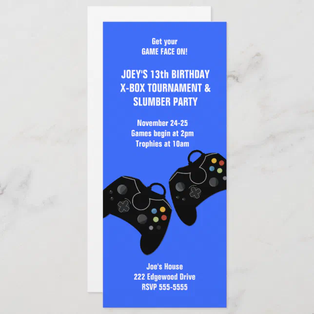 Video Game Controller Birthday Invitation 9 x 4 | Zazzle