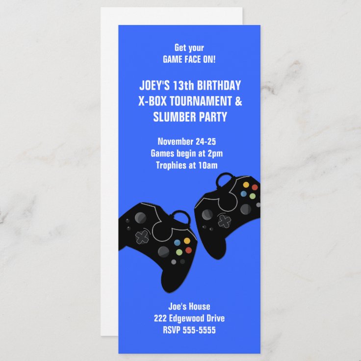 Video Game Controller Birthday Invitation 9 x 4 | Zazzle