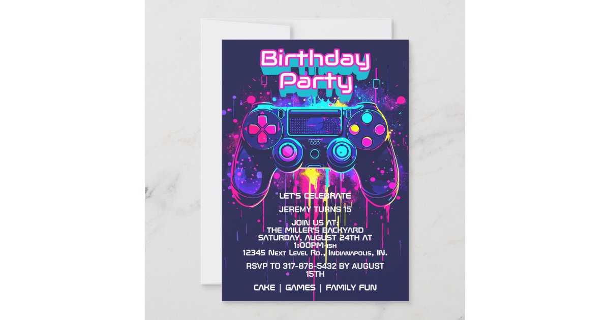Video Game Controller Birthday Party Invitations | Zazzle