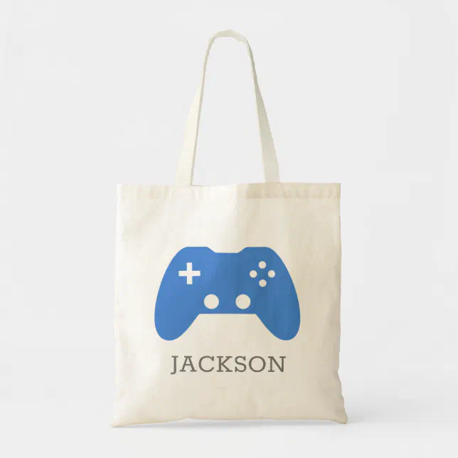 Video Game Controller Blue Gamer Personalized Kids Tote Bag | Zazzle
