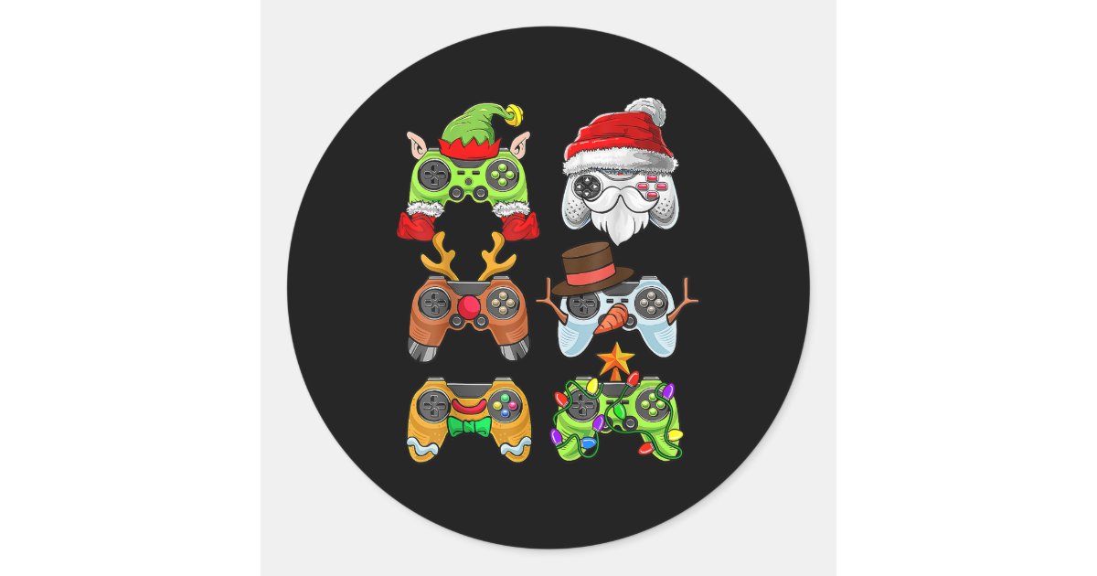 Video Game Controller Christmas Santa ELF Gamer Gi Classic Round ...