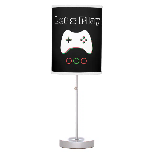 Video Game Controller, Let's Play, Red & Green Art Table Lamp | Zazzle