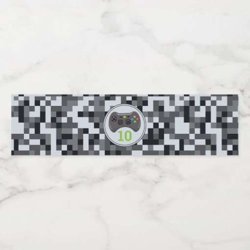 Video Game controller level up birthday Party Water Bottle Label | Zazzle
