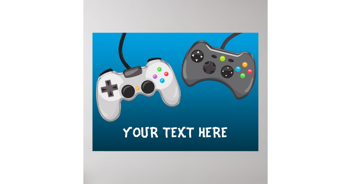 Video Game Controllers Birthday Party Banner Poster | Zazzle