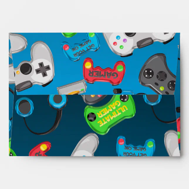 Video Game Controllers Gamer Birthday Party Envelope | Zazzle