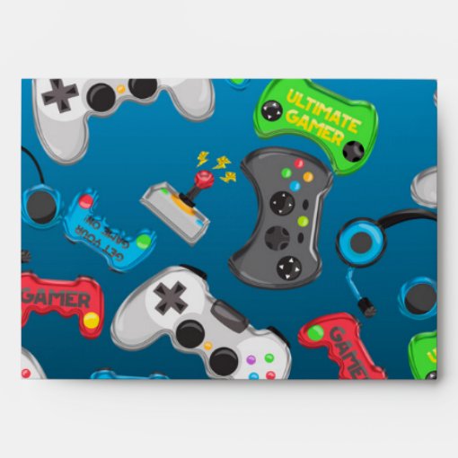 Video Game Controllers Gamer Birthday Party Envelope | Zazzle