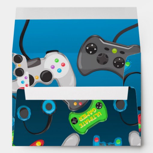 Video Game Controllers Gamer Birthday Party Envelope | Zazzle
