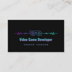 Video Game Developer Modern Gaming Theme Heartbeat Business Card | Zazzle