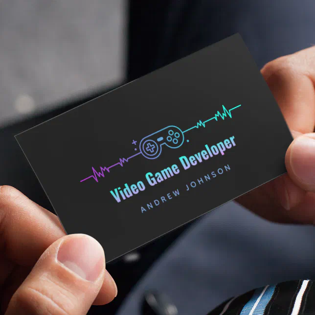 Video Game Developer Modern Gaming Theme Heartbeat Business Card | Zazzle