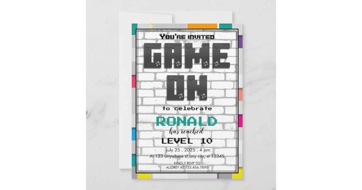 Video Game Level up Birthday Invitation | Zazzle