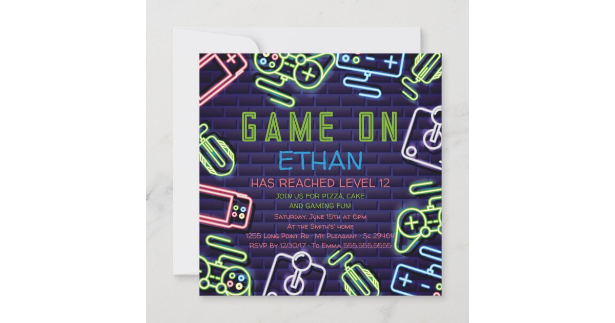 Video Game Level Up Birthday Party Invitation | Zazzle