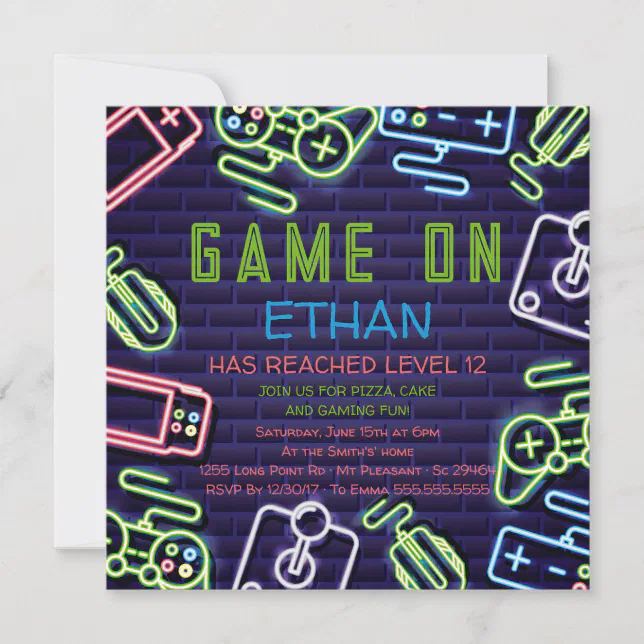 Video Game Level Up Birthday Party Invitation | Zazzle