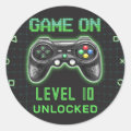 Video Game Level Up Controller Birthday Classic Round Sticker | Zazzle
