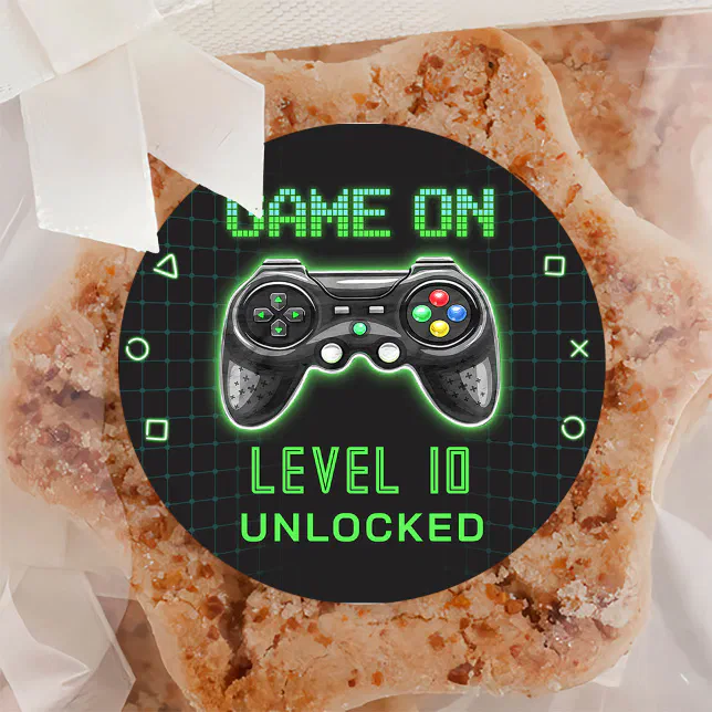 Video Game Level Up Controller Birthday Classic Round Sticker | Zazzle