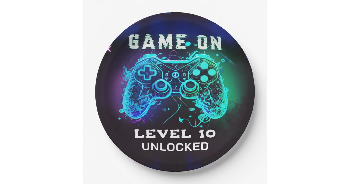 Video Game Level Up Controller Birthday Party Paper Plates | Zazzle