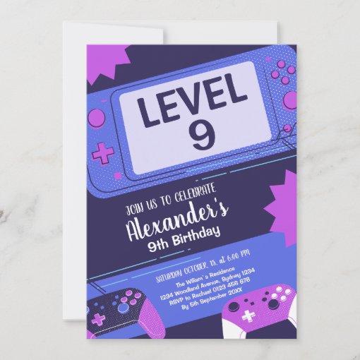 Video Game Level up Gamer Birthday Invitation | Zazzle