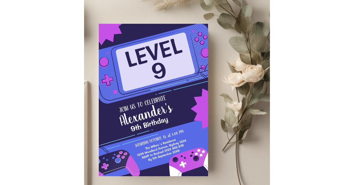 Video Game Level up Gamer Birthday Invitation | Zazzle