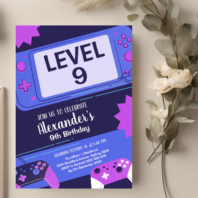 Video Game Level up Gamer Birthday Invitation | Zazzle