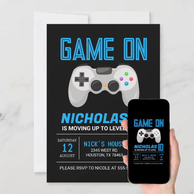 Video Game Level Up Gamer Birthday Invitation | Zazzle