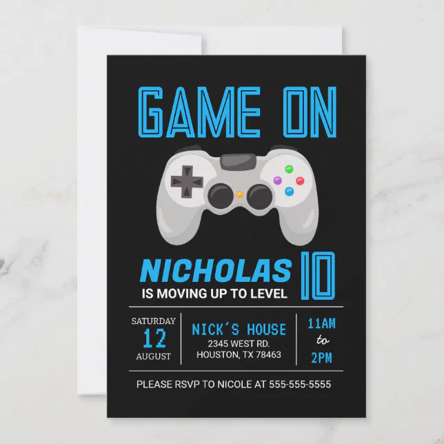 Video Game Level Up Gamer Birthday Invitation | Zazzle