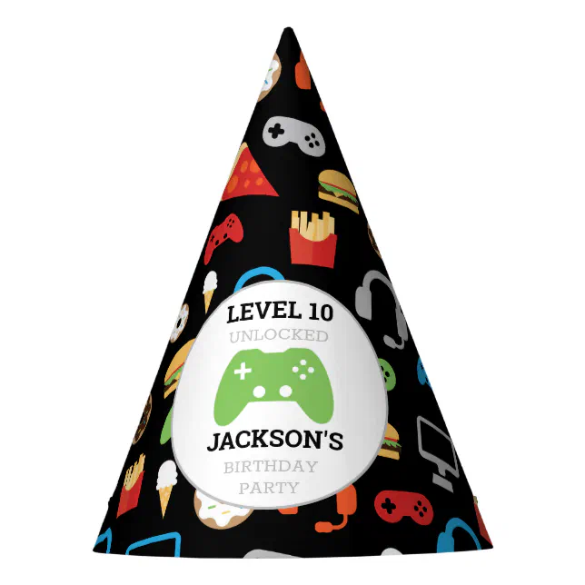 Video Game Party Level Up Kids Birthday Gamer Party Hat | Zazzle