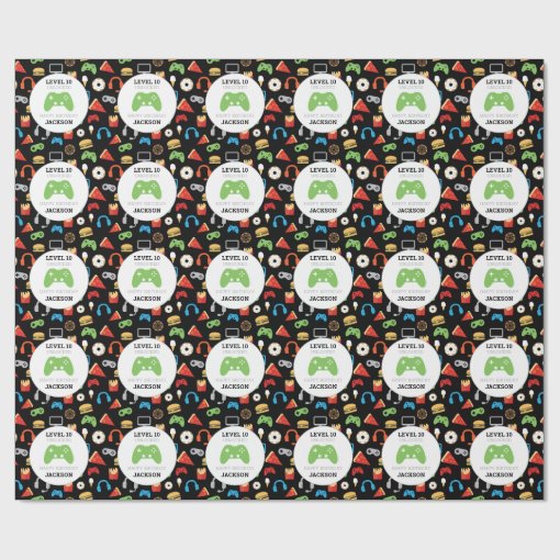 Video Game Party Level Up Kids Birthday Gamer Wrapping Paper | Zazzle