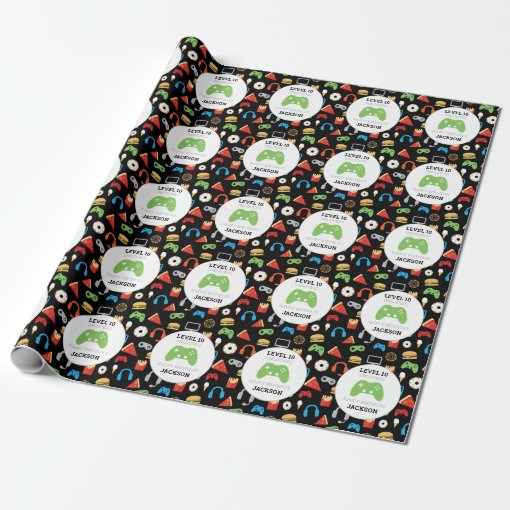 Video Game Party Level Up Kids Birthday Gamer Wrapping Paper | Zazzle