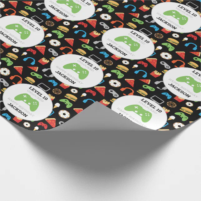 Video Game Party Level Up Kids Birthday Gamer Wrapping Paper | Zazzle