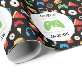 Video Game Party Level Up Kids Birthday Gamer Wrapping Paper | Zazzle