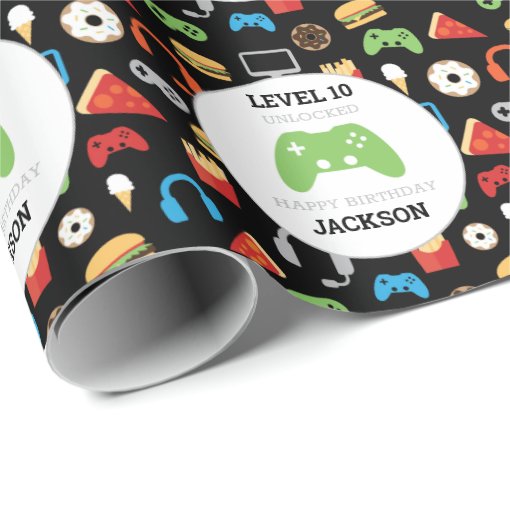 Video Game Party Level Up Kids Birthday Gamer Wrapping Paper | Zazzle