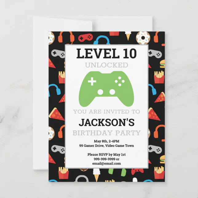 Video Game Party Level Up Kids Birthday Invitation | Zazzle