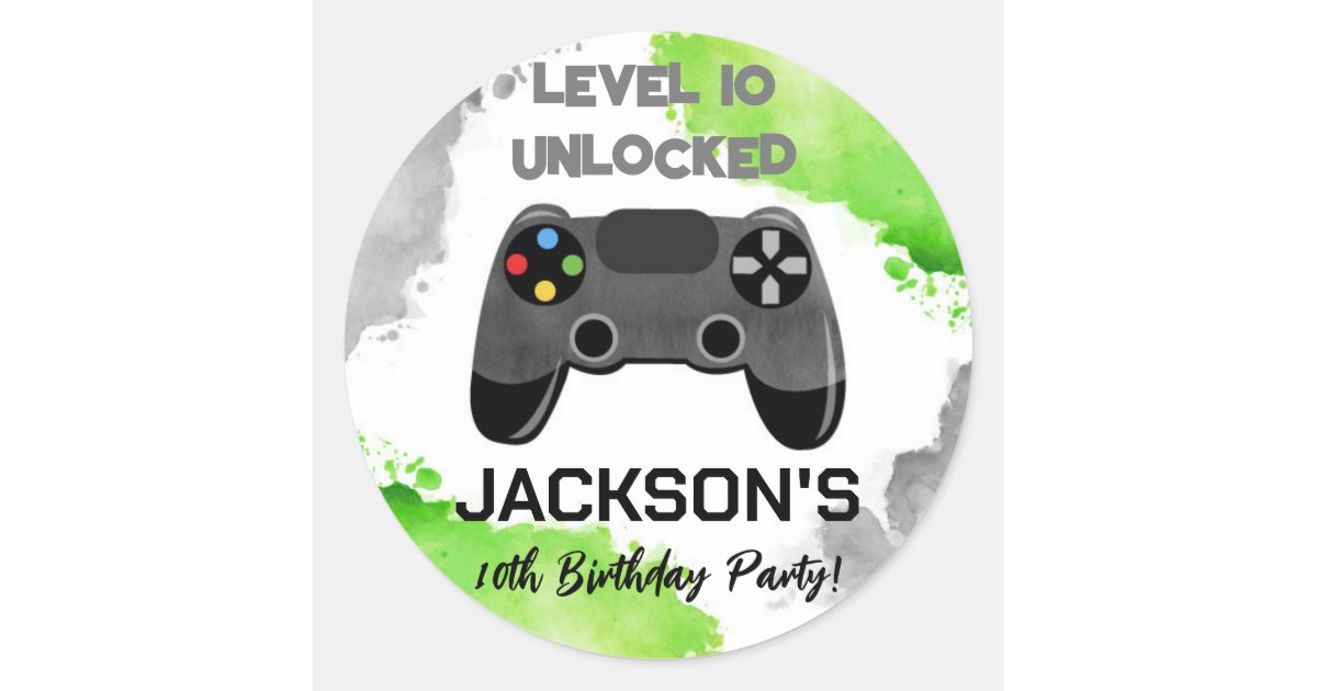 Video Game Party On Level Up Favor Stickers Labels | Zazzle