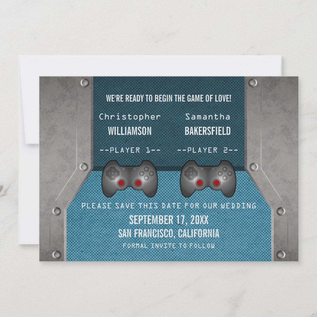 Video Game Save the Date Invite, Blue | Zazzle