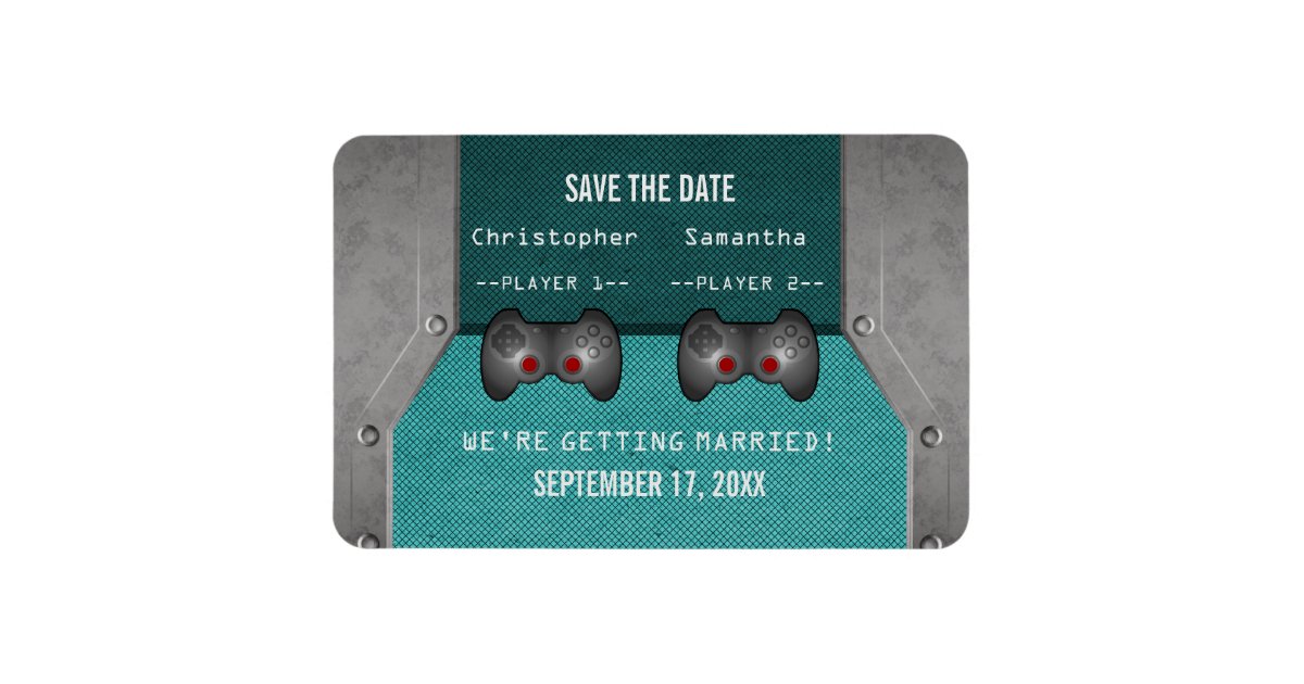 Video Game Save the Date Magnet, Teal Magnet | Zazzle