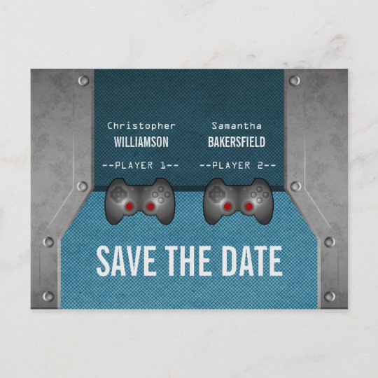 Video Game Save the Date Postcard, Blue Announcement Postcard | Zazzle.com