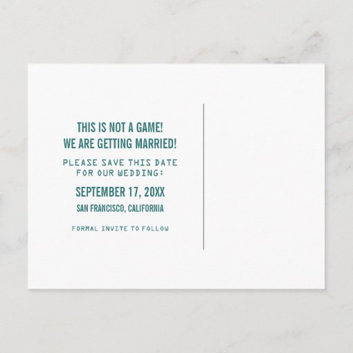 Video Game Save the Date Postcard, Teal Announcement Postcard | Zazzle