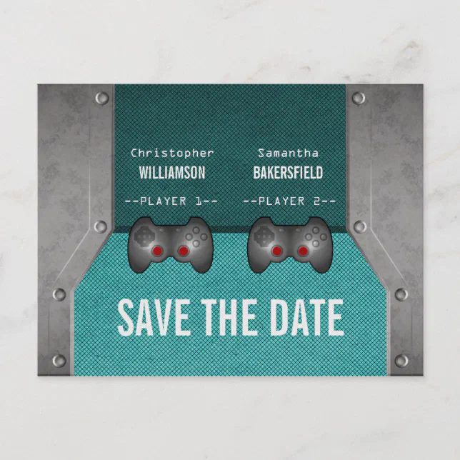 Video Game Save the Date Postcard, Teal Announcement Postcard | Zazzle