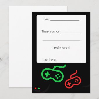Video Game Thank You Card Fill in | Zazzle