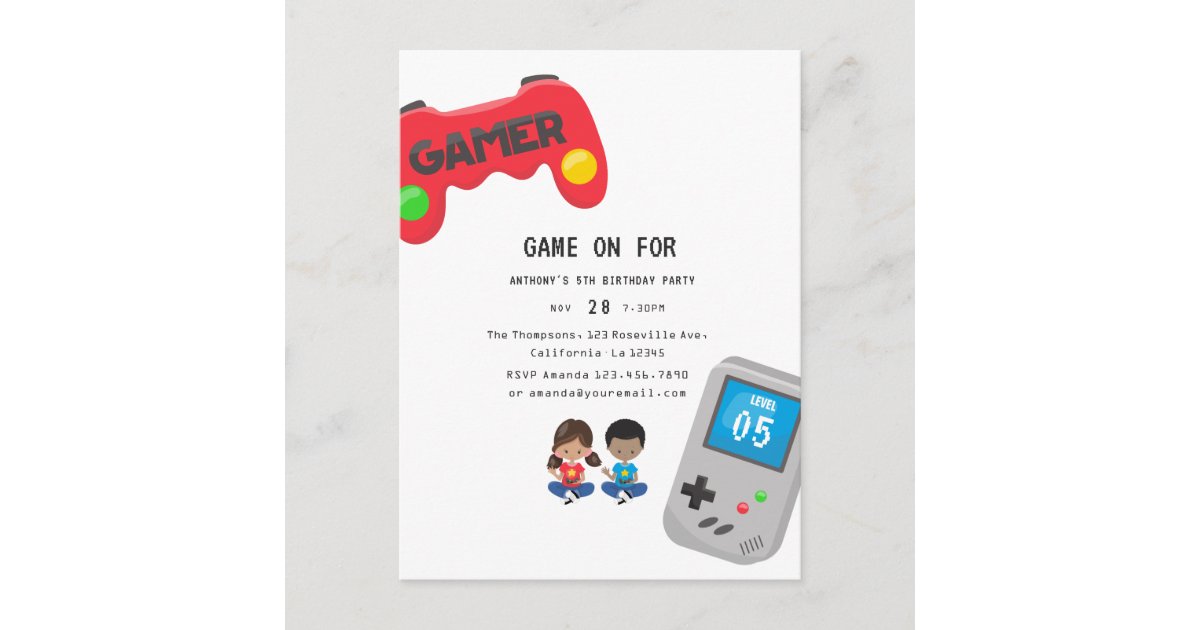 Video Games Birthday Party Postcard | Zazzle