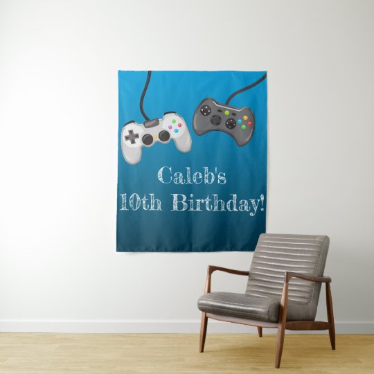 Video Games Gamer Birthday Party Backdrop | Zazzle.com