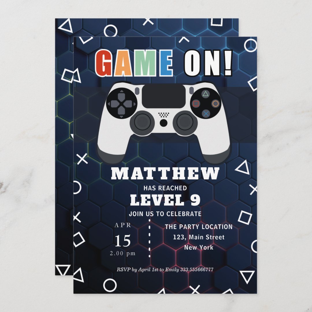 Videogame Controller Birthday Party Invitation | Zazzle