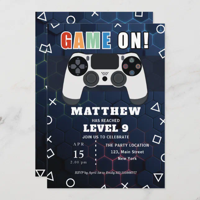 Videogame Controller Birthday Party Invitation | Zazzle