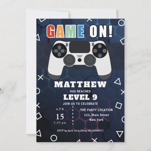 Videogame Controller Birthday Party Invitation | Zazzle