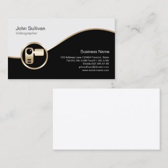 Videographer Business Card Gold Video Camera Icon | Zazzle