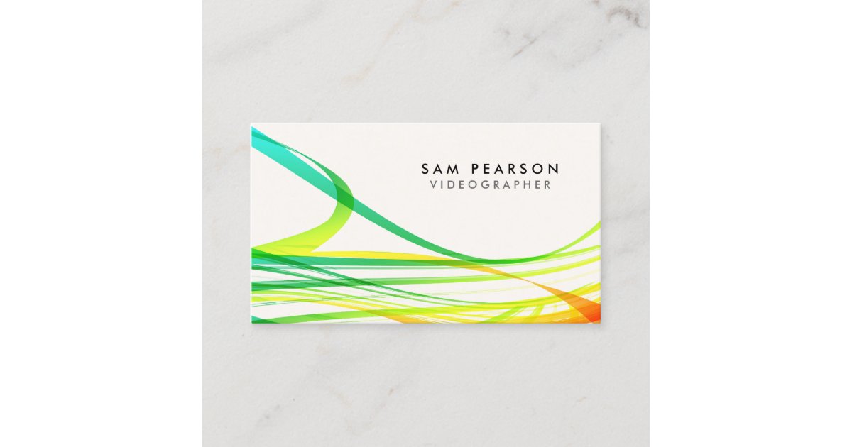 Videographer Colorful Abstract Flowing Streamers Business Card | Zazzle