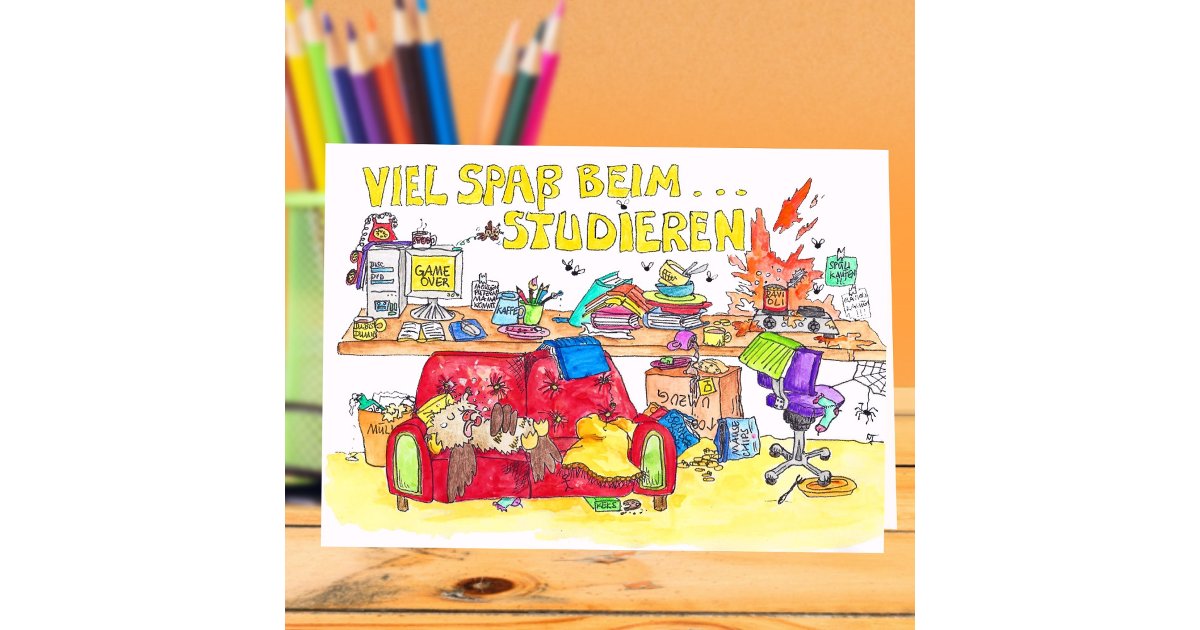 VIEL SPASS BEIM STUDIEREN greeting card | Zazzle