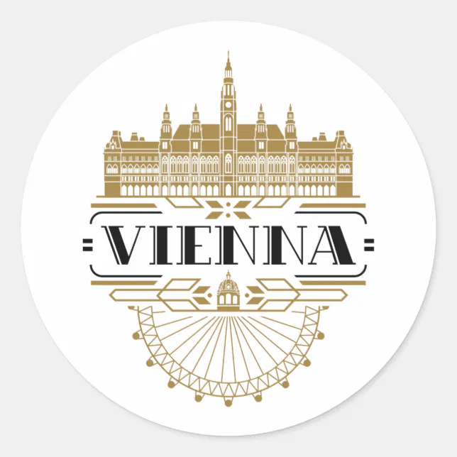 Vienna Austria Art Deco Aesthetic Souvenir Classic Round Sticker | Zazzle