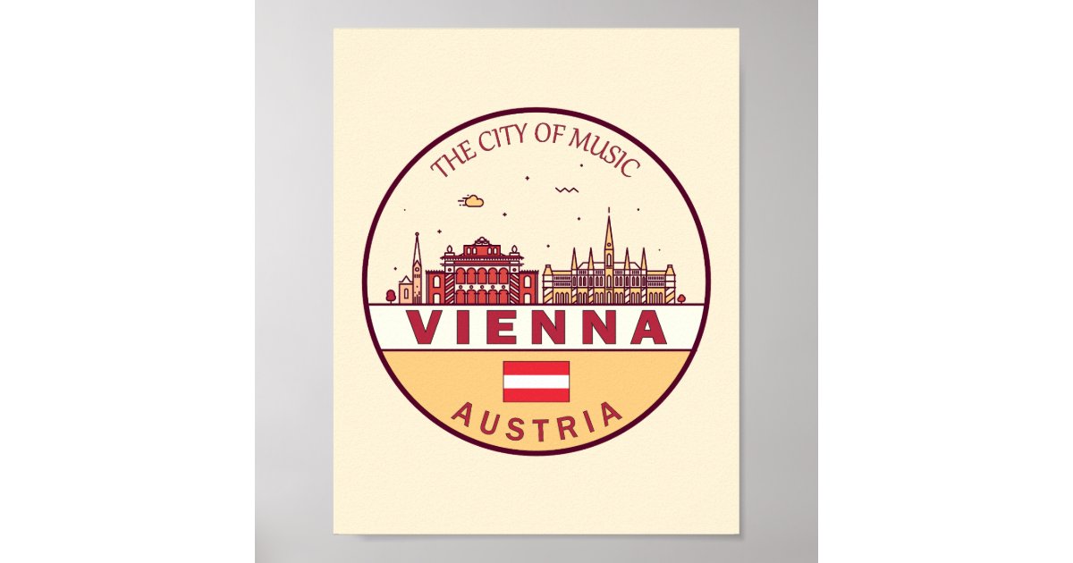 Vienna Austria City Skyline Emblem Poster | Zazzle
