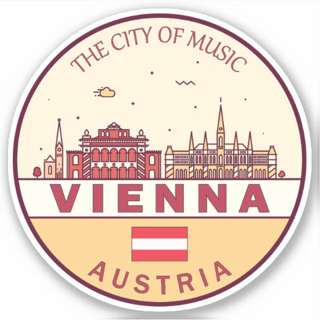 Vienna Austria City Skyline Emblem Sticker | Zazzle