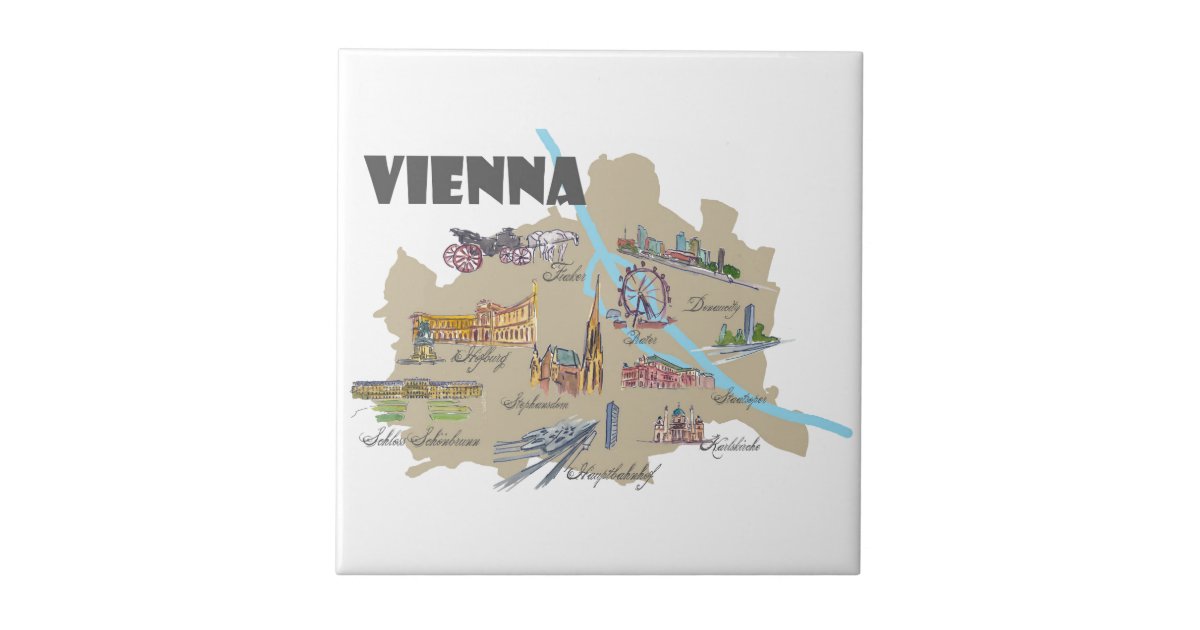 Vienna Austria Map Overview Tile | Zazzle